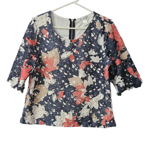 Christopher & Banks | Tops | Christopher Banks Floral Lace Lined Top ...